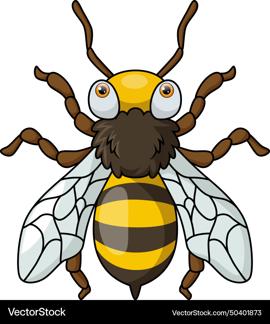Cute wasp cartoon on white background Royalty Free Vector
