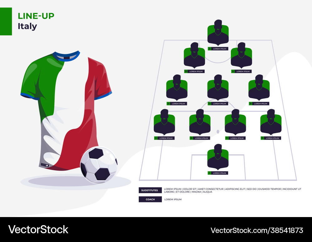 Presentation starting line-up team italy Vector Image