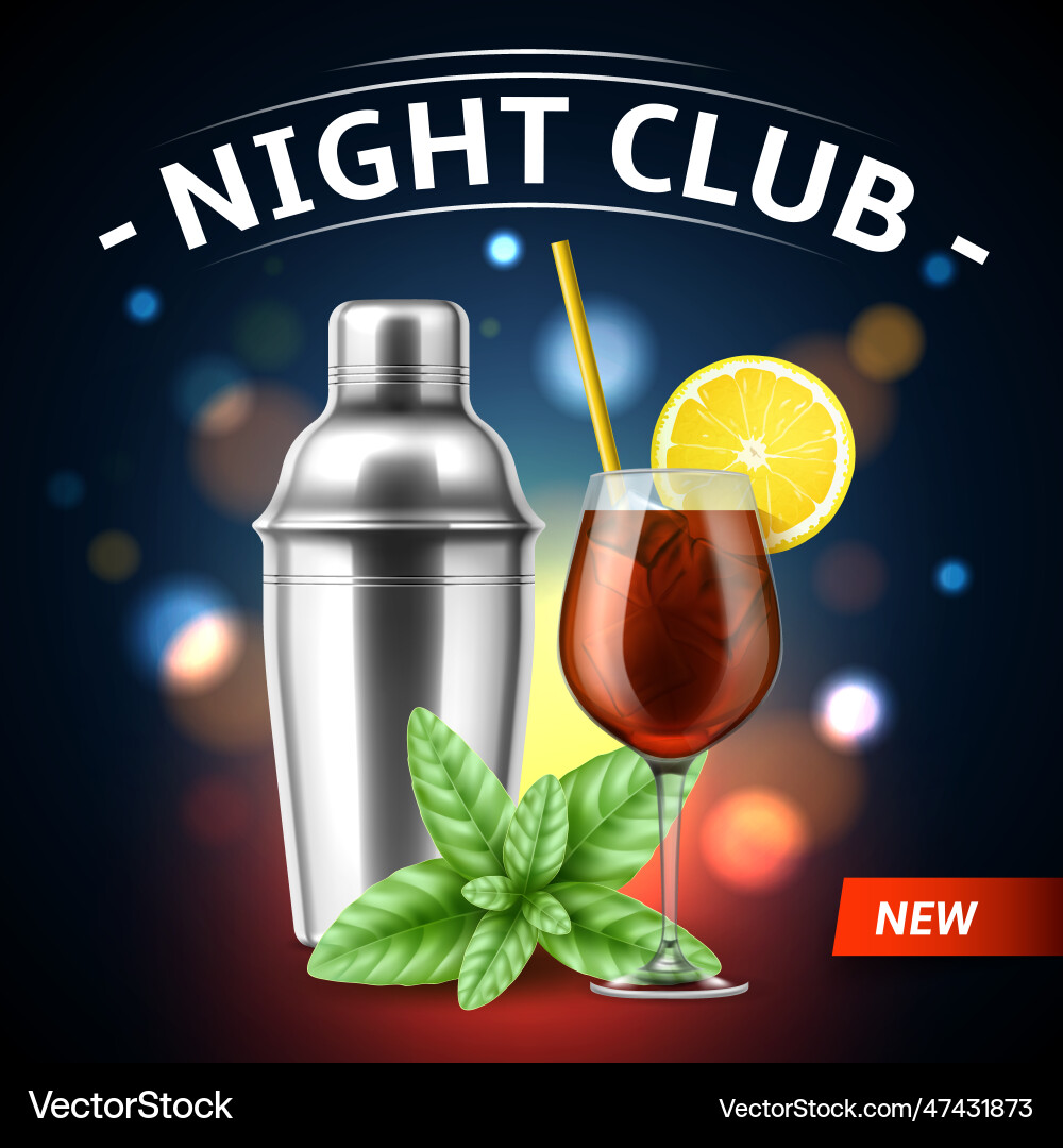 Realistic bartender poster night club banners Vector Image