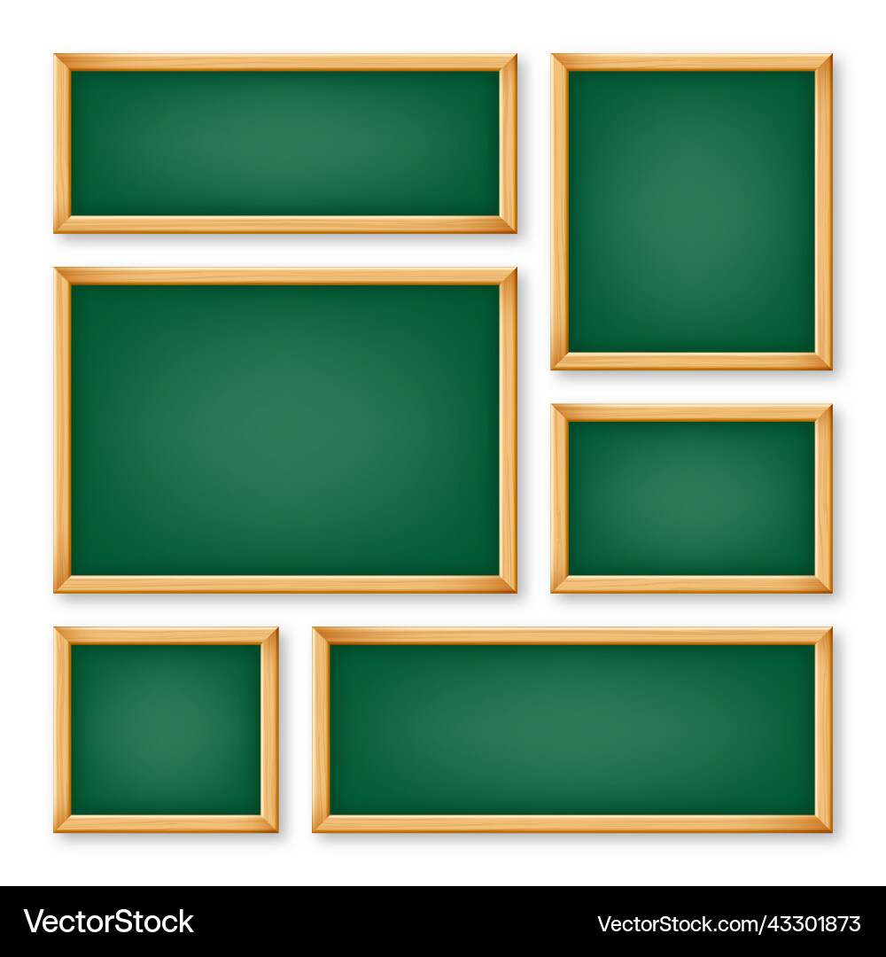 Realistic various chalkboards in a wooden frame Vector Image