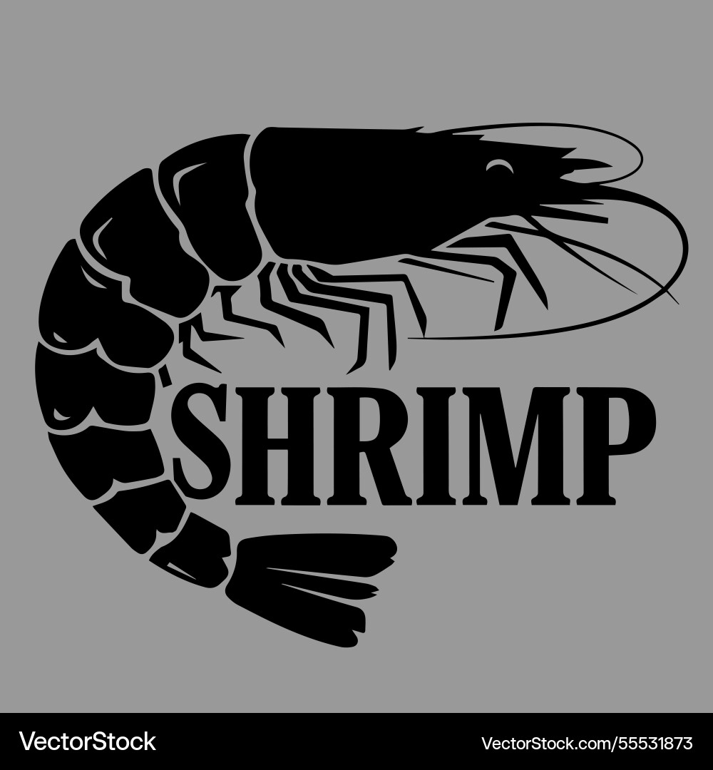 Shrimp silhouette - cut out icon Royalty Free Vector Image