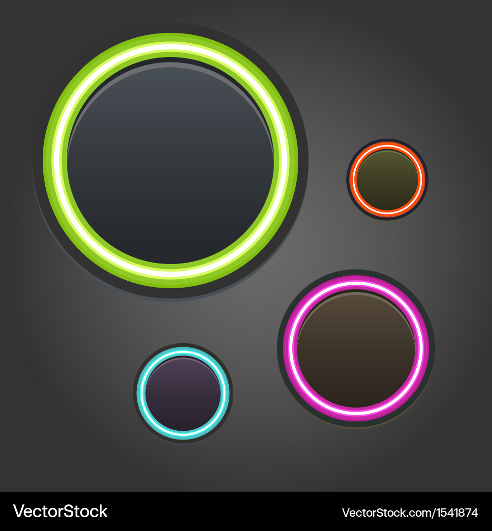 Colorful glowing buttons on dark background Vector Image