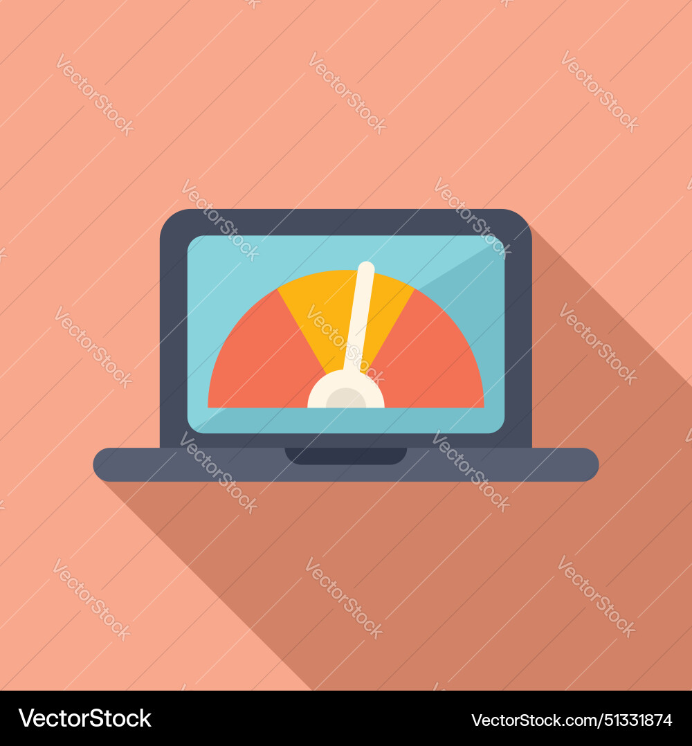 Laptop with performance speedometer icon on screen