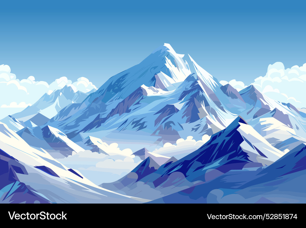 Magic winter mountain horizontal landscape Vector Image