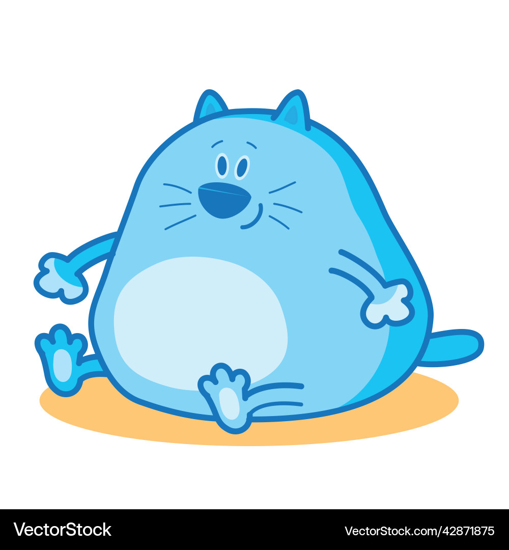 Blue fat cat sitting on the buttock isolated Vector Image