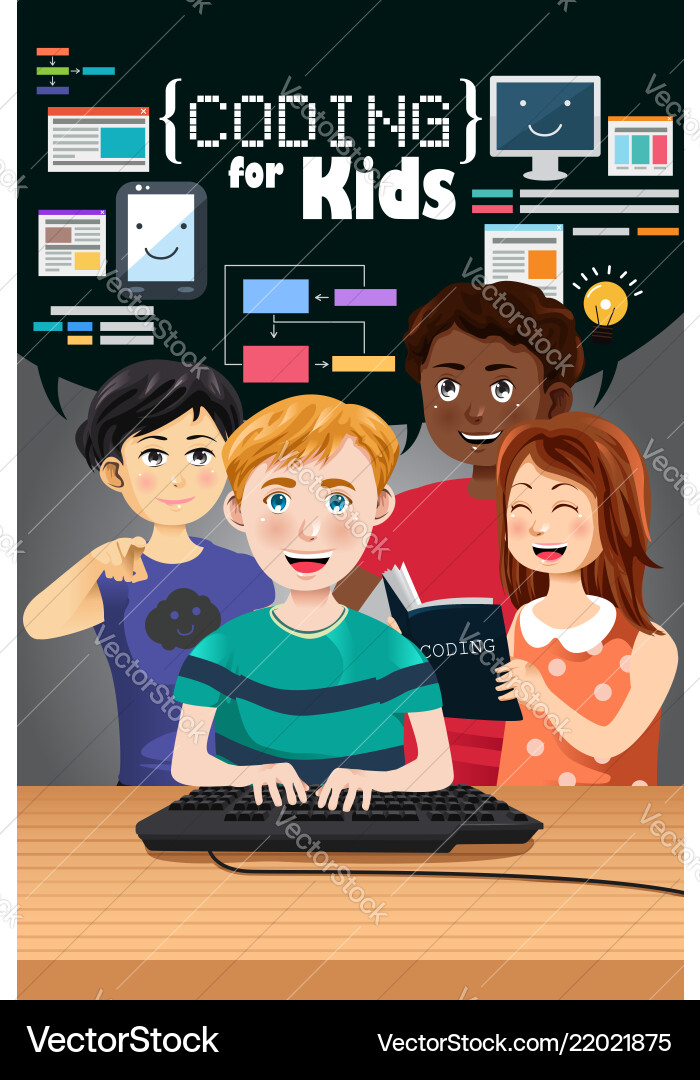 Coding for kids poster Royalty Free Vector Image Coding for kids poster Royalty Free Vector Image