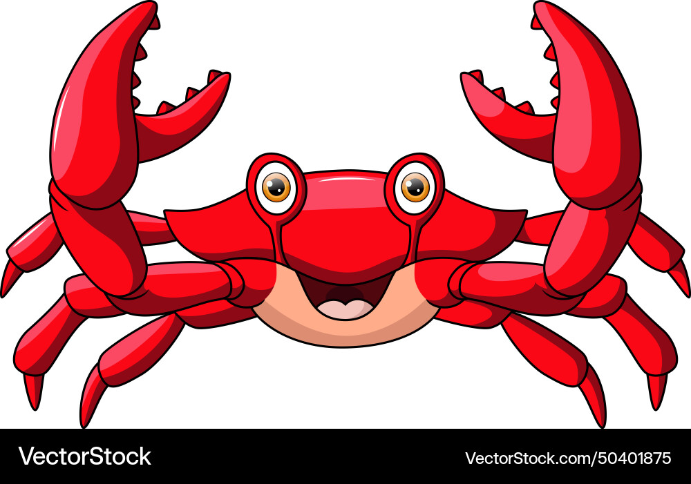 Cute happy crab on white background Royalty Free Vector