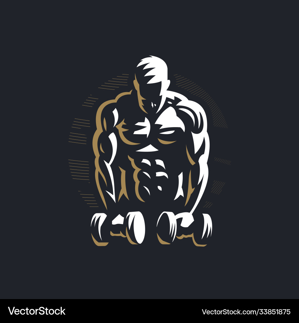 Fitness man with dumbbells Royalty Free Vector Image