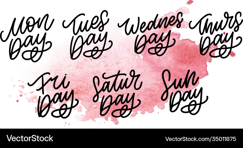 Handwritten inscription days a week Royalty Free Vector