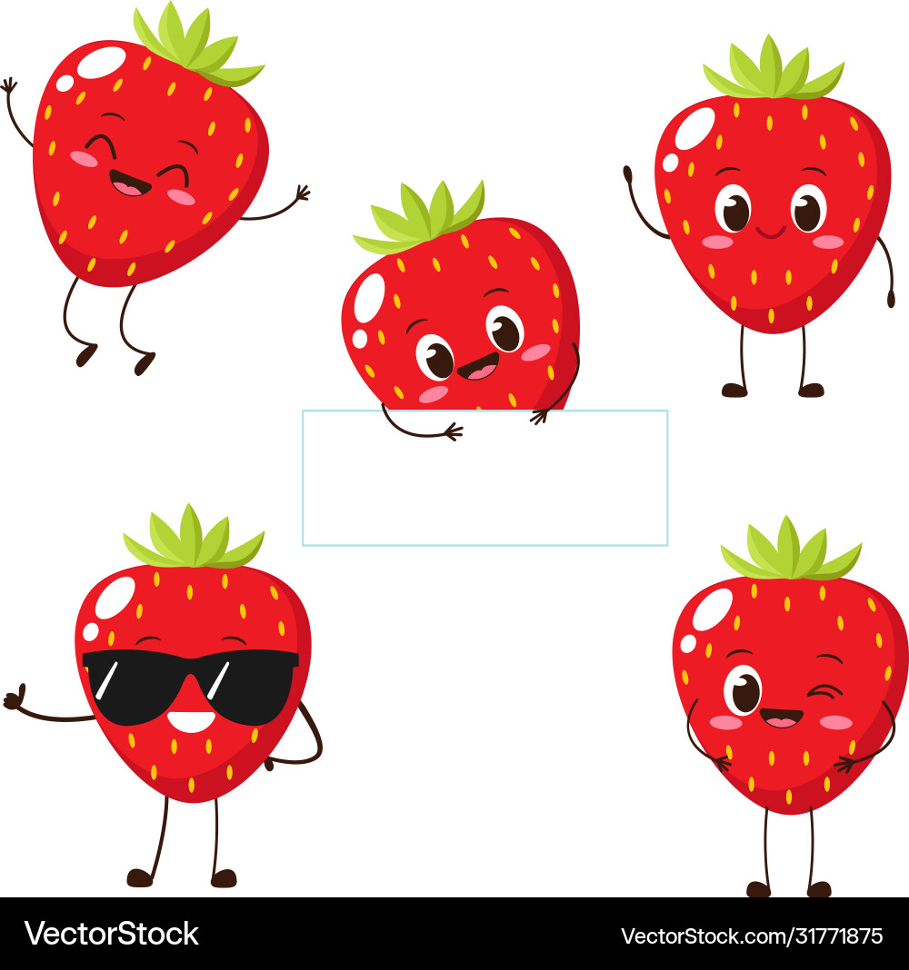 Happy Strawberry Character Royalty Free Vector Image