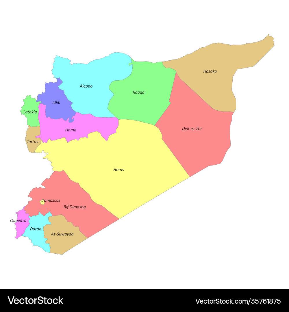 High quality labeled map with syria borders Vector Image