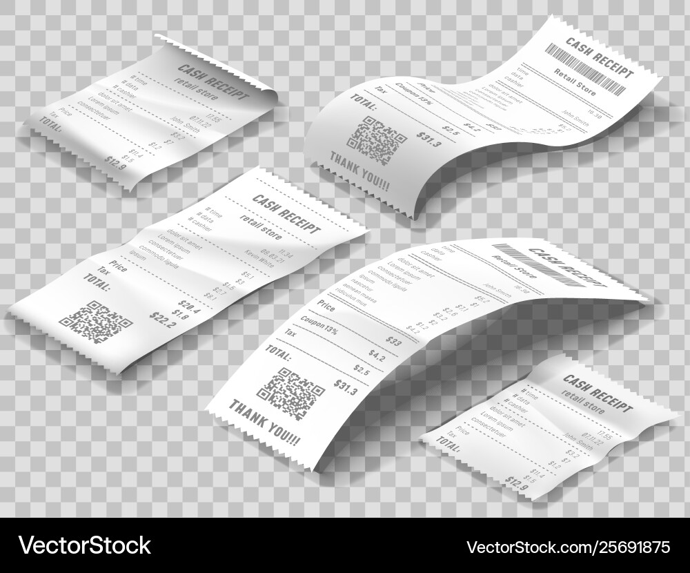 Isometric Receipts Stack Royalty Free Vector Image