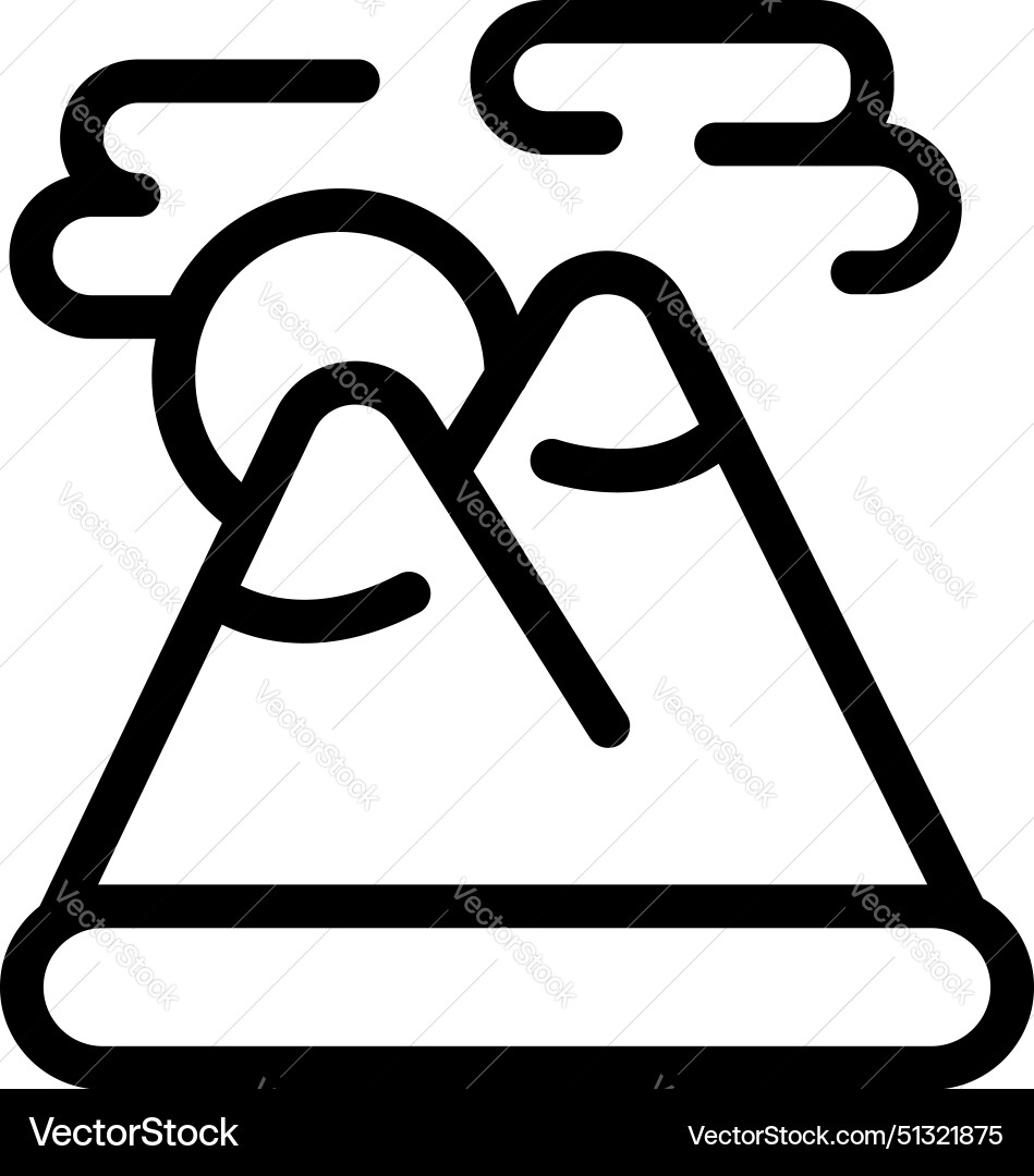 Minimalist mountain line art icon Royalty Free Vector Image
