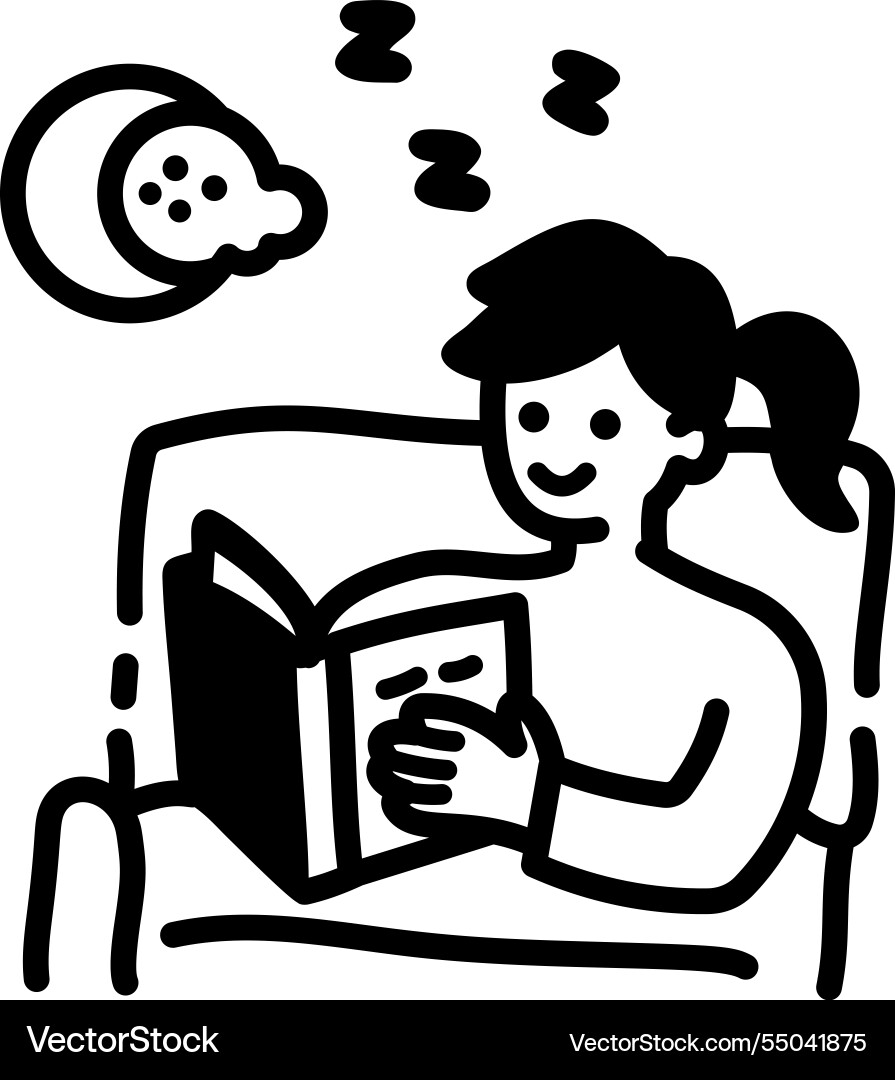 Night reading Royalty Free Vector Image - VectorStock