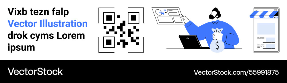 Qr code payment process with customer using laptop