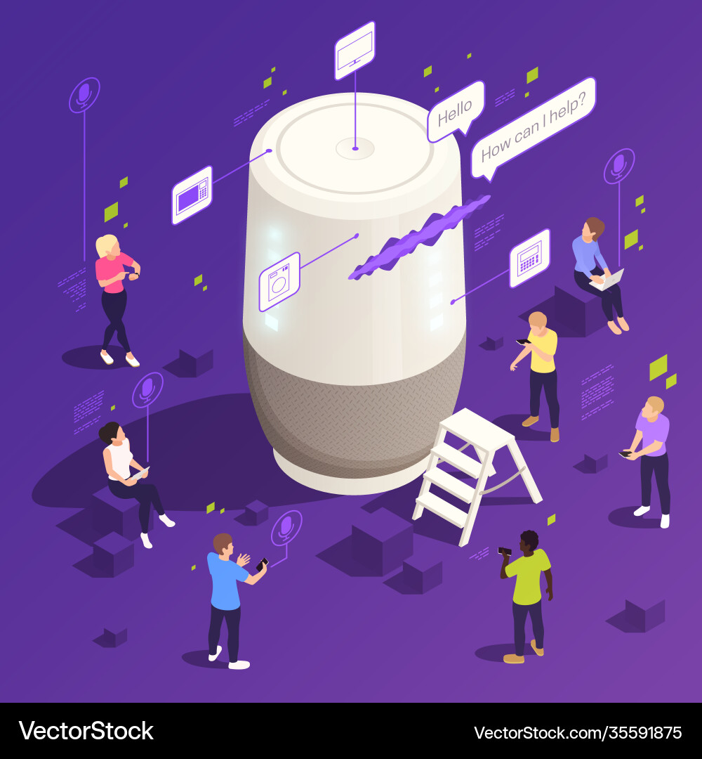 Voice assistant composition Royalty Free Vector Image