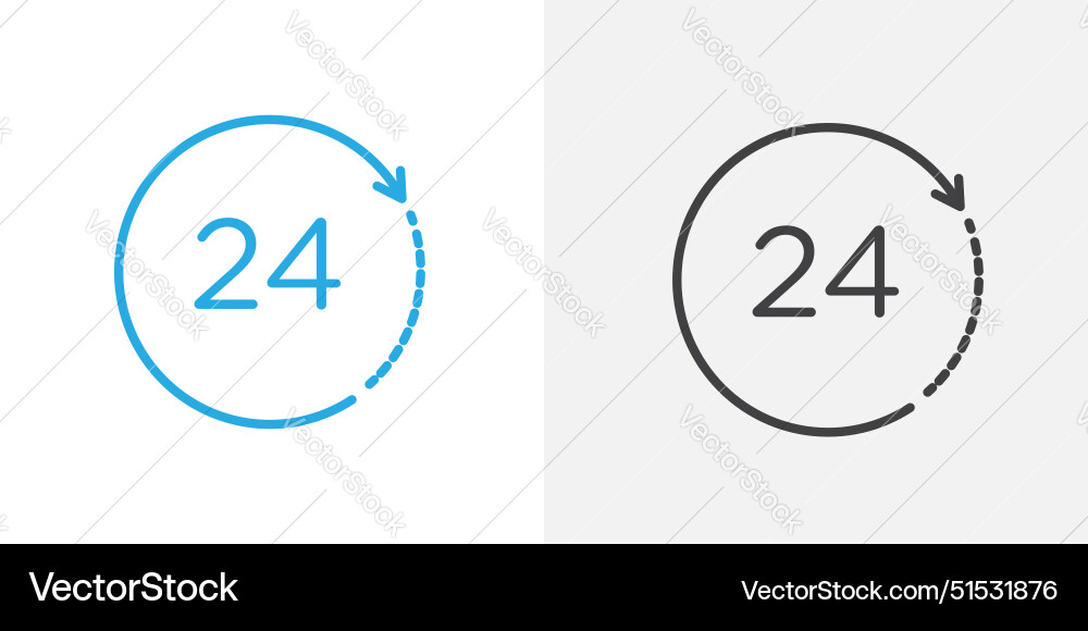 24 hrs icon set 24h service symbol open twenty Vector Image