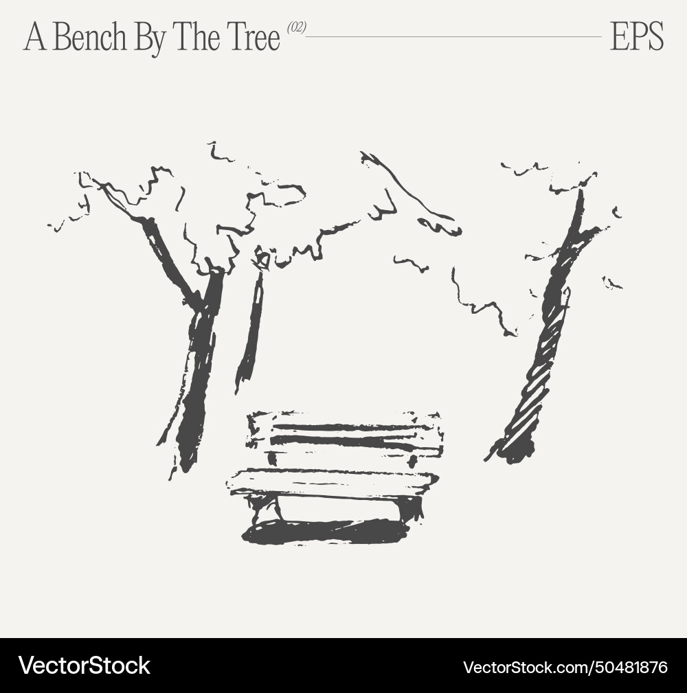 A drawing of bench under tree sketch Royalty Free Vector