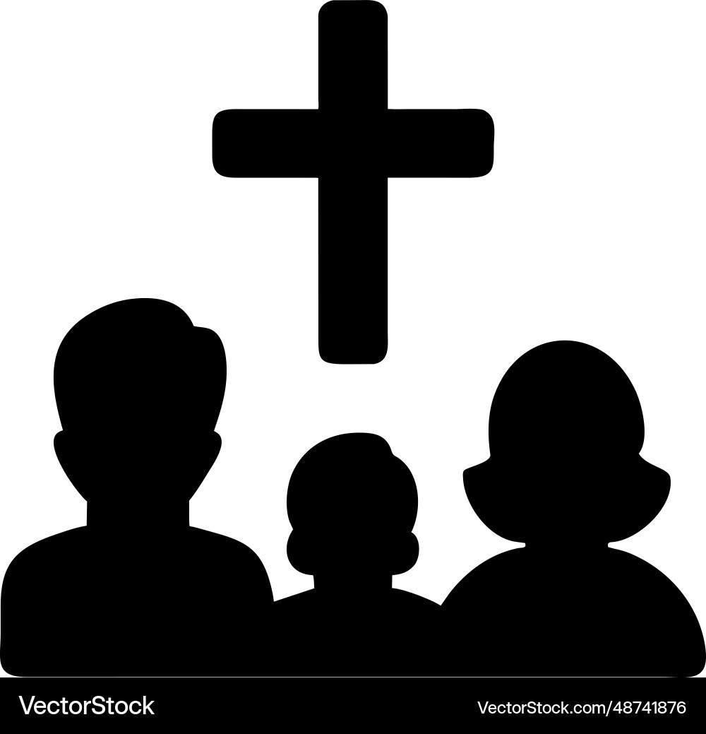 Catholic religion family silhouette Royalty Free Vector