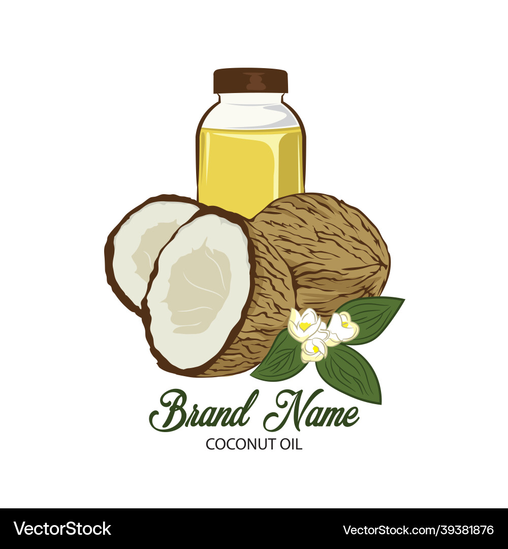 Coconut oil logo design Royalty Free Vector Image