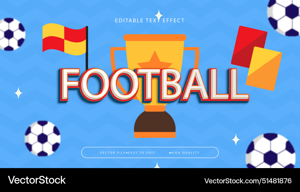 Colorful football 3d editable text effect - font Vector Image