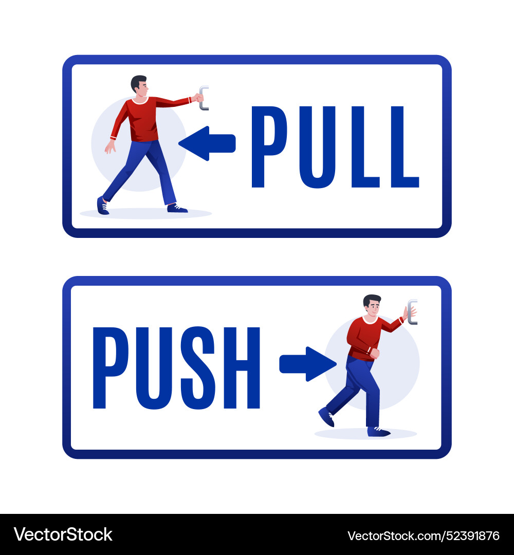Gradient push pull sign Royalty Free Vector Image