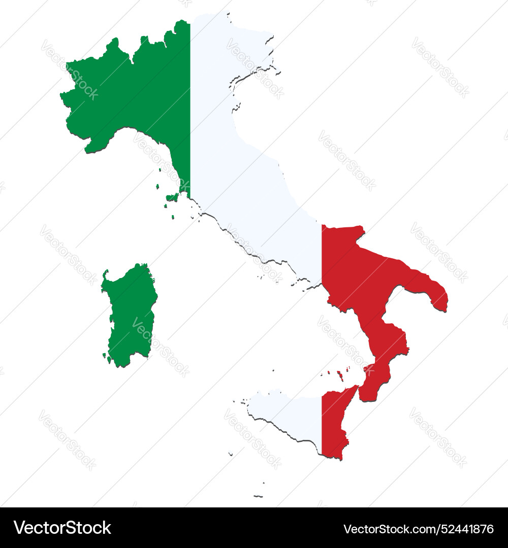 Italy Flag Contour Map Royalty Free Vector Image