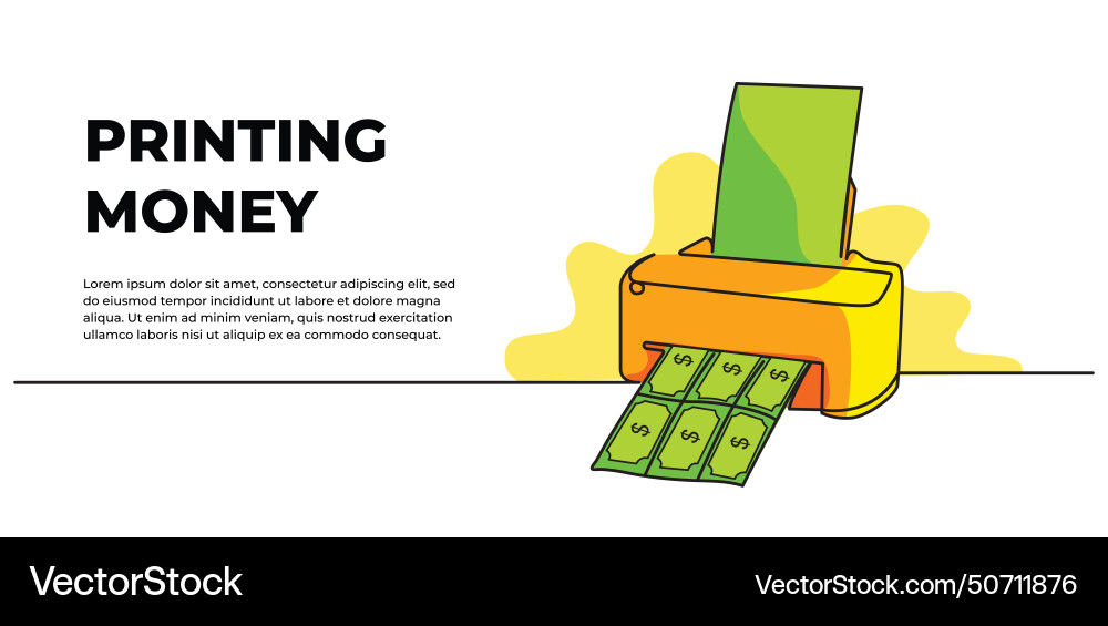 Money printing economic inflation Royalty Free Vector Image