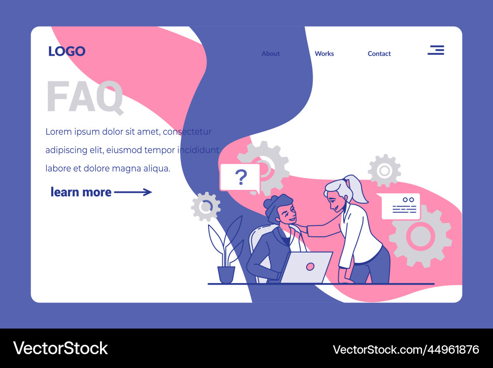 Office team faq landing page business support Vector Image