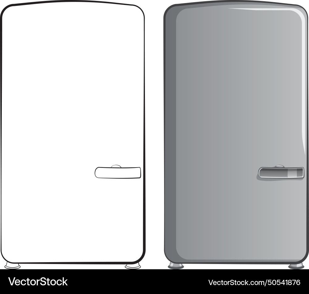 Outlined and shaded vintage refrigerator drawings Vector Image