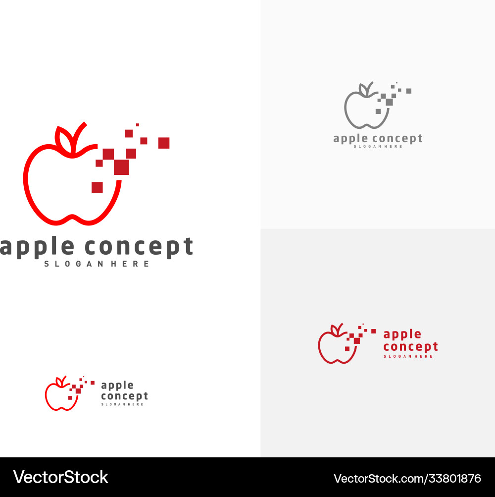 Pixel apple logo design template fruits Royalty Free Vector