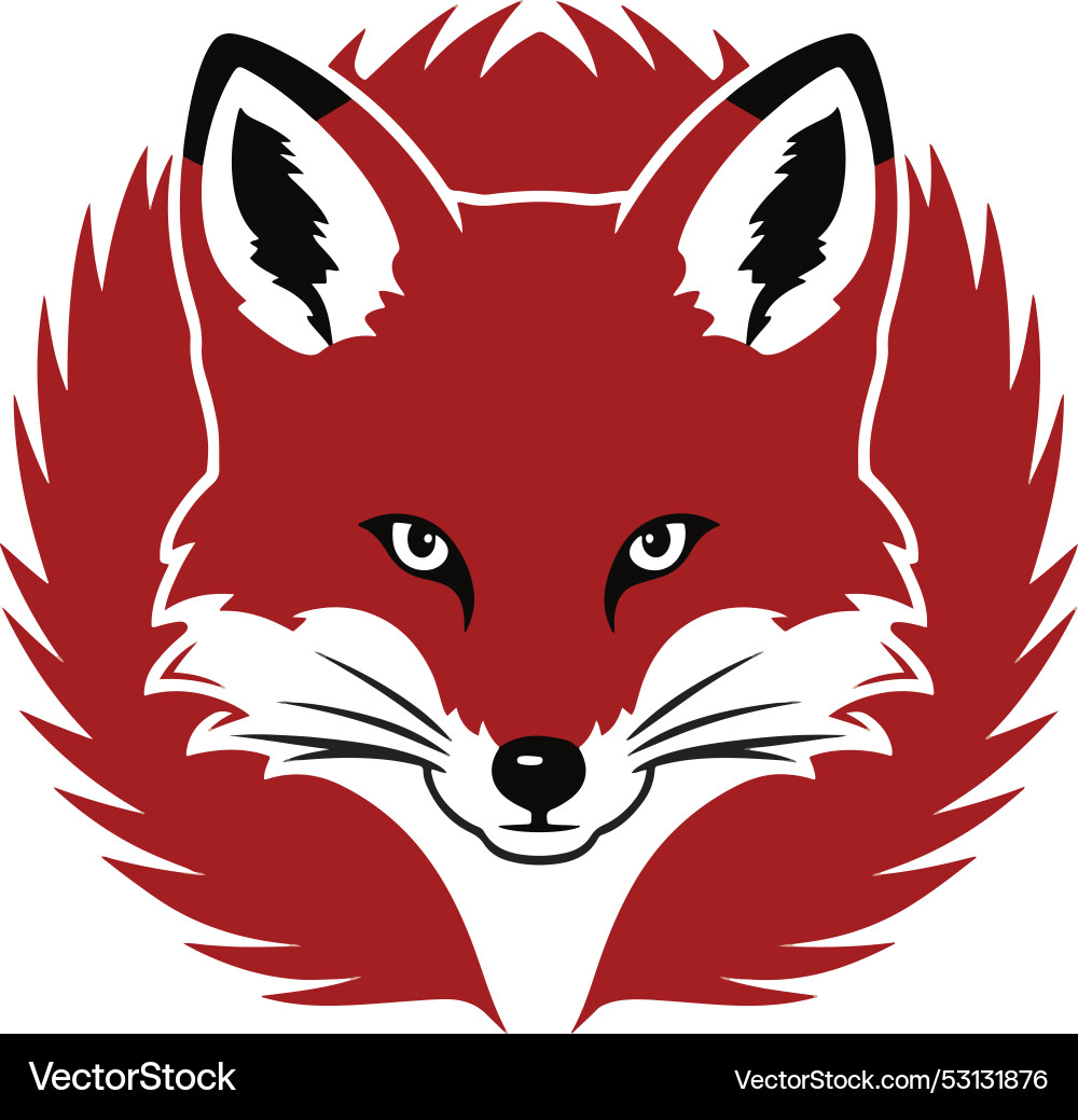 Powerful red fox head art Royalty Free Vector Image