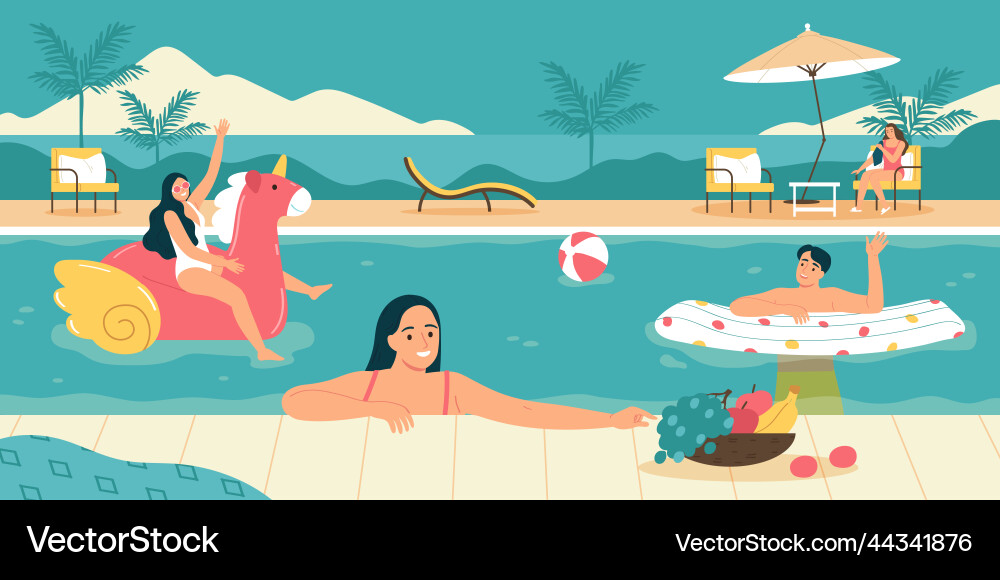 Swimming pool party Royalty Free Vector Image - VectorStock
