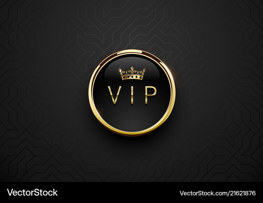 Vip black label with round golden ring frame Vector Image