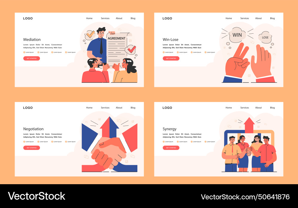 Win-win web or landing set professionals Vector Image