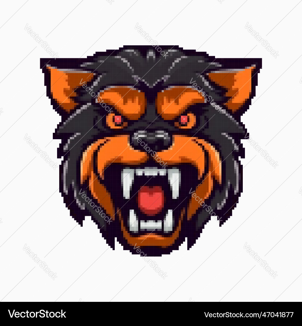 Angry dog mascot logo pixel art Royalty Free Vector Image
