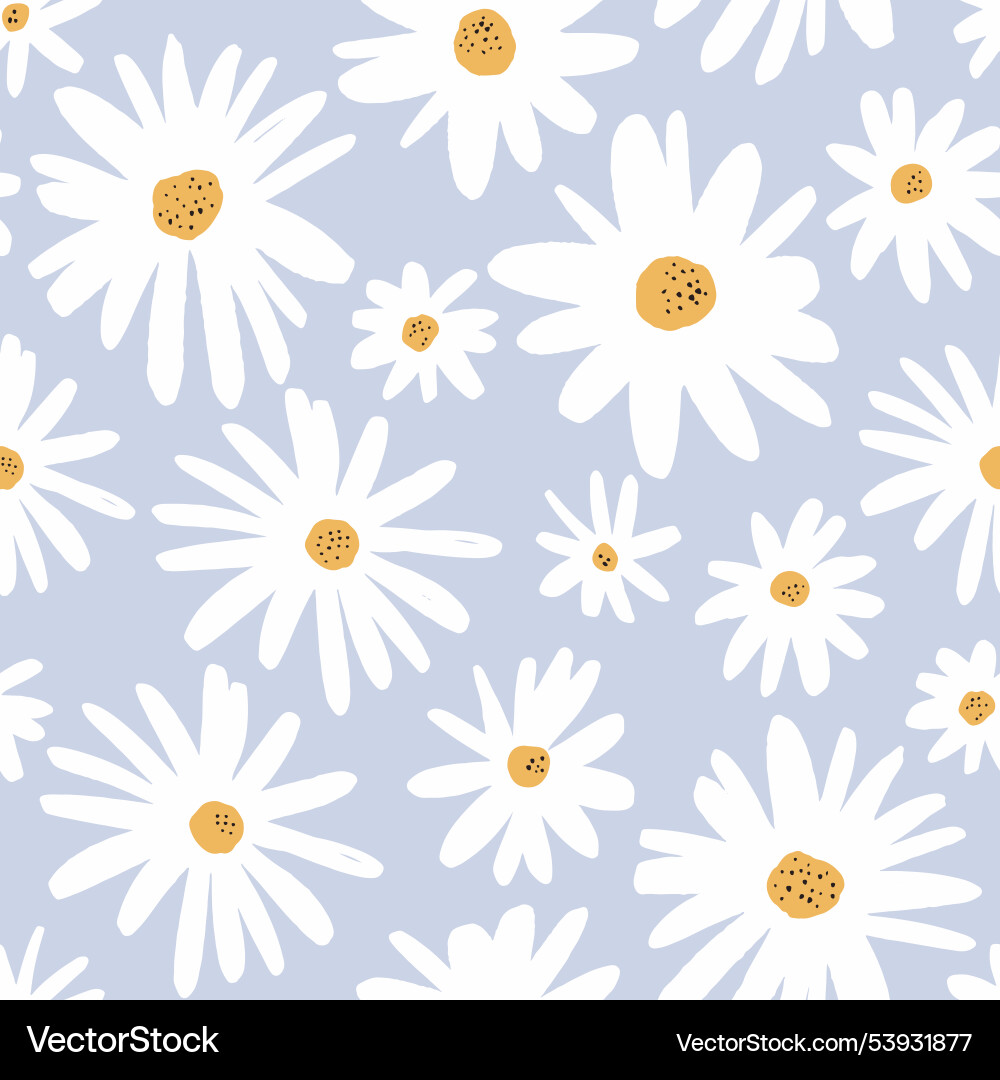 Chamomile Flower Pattern - Ink Drawing Royalty Free Vector
