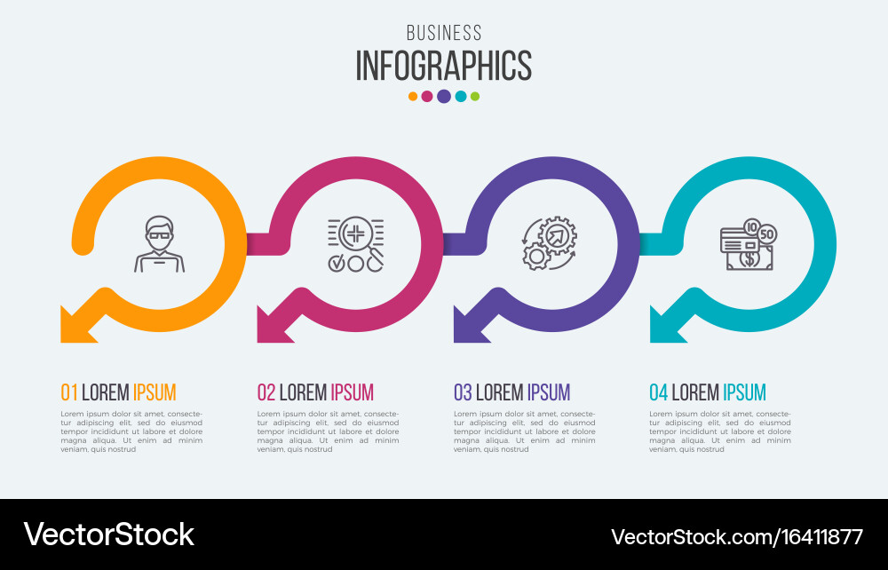 Four steps timeline infographic template Vector Image