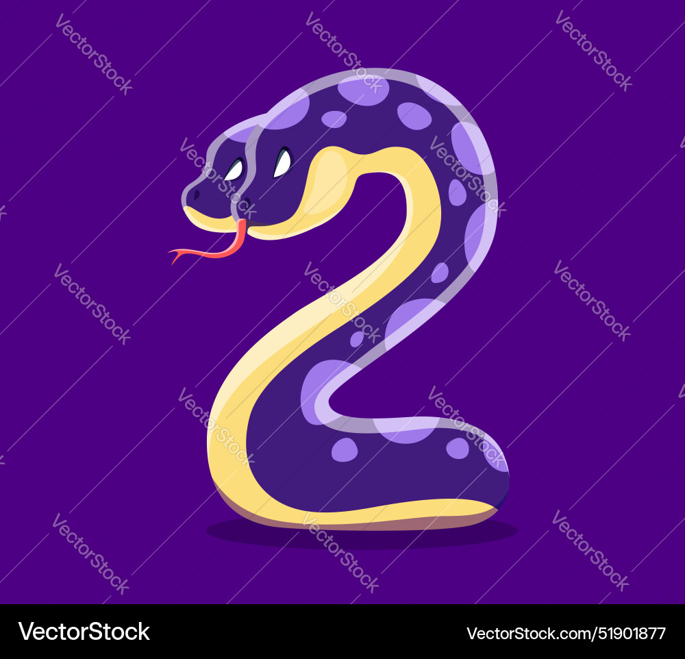 Halloween font number 2 two monster snake serpent Vector Image