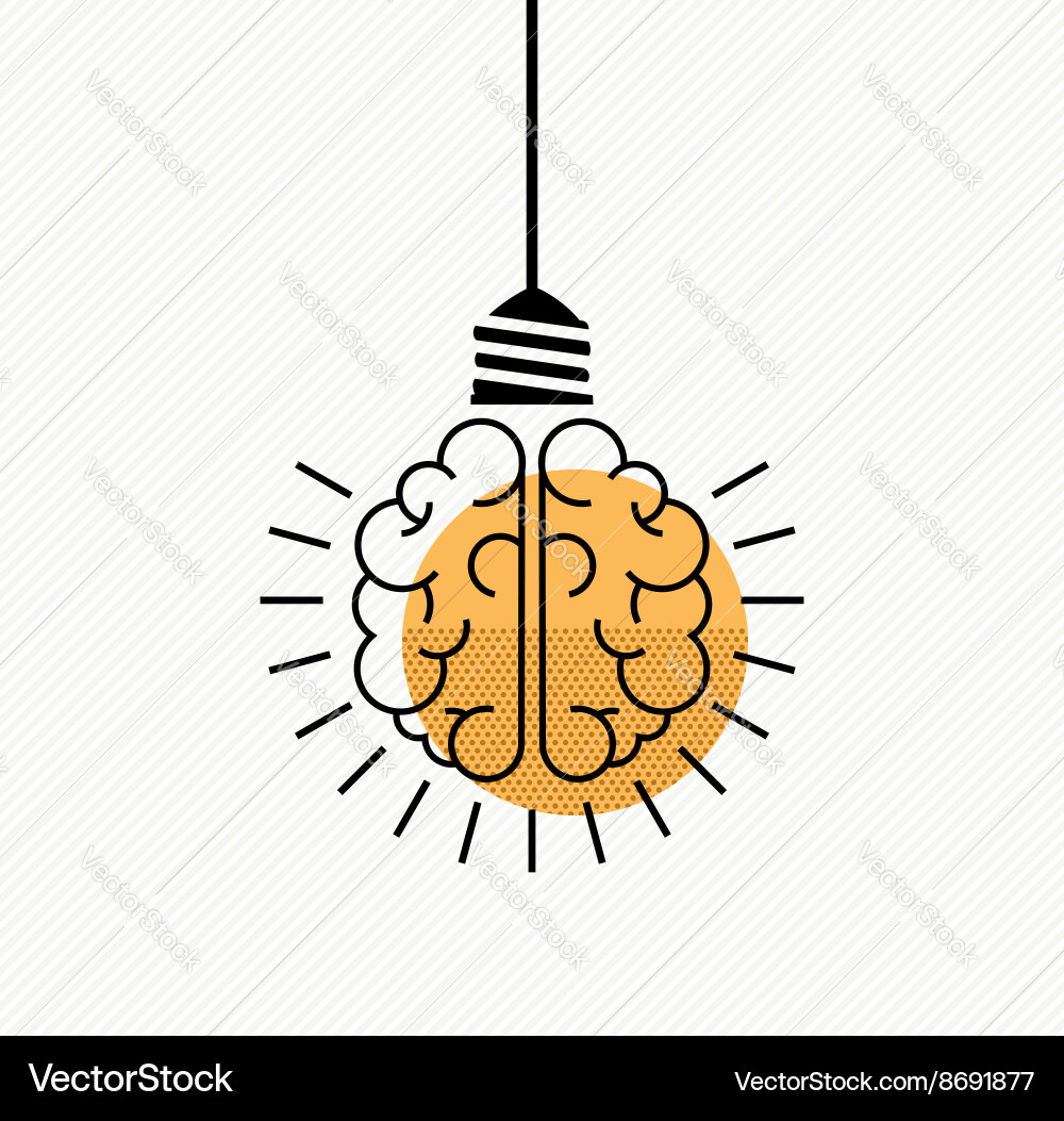 Human brain idea concept in modern line art style Vector Image