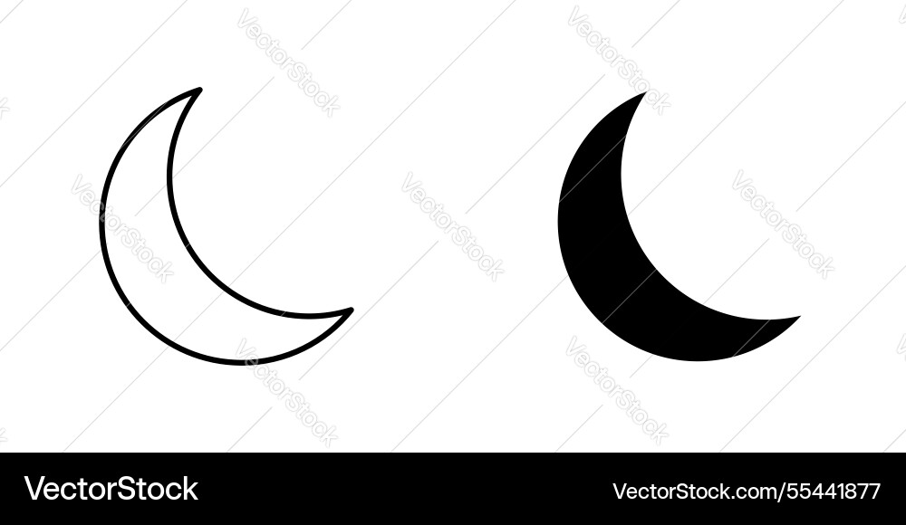 Moon icon symbol collection on white background Vector Image
