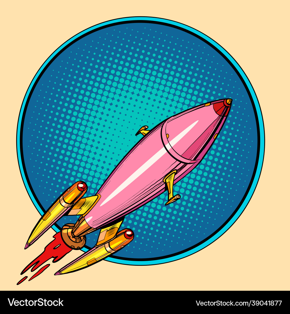 Pink space rocket science fiction interplanetary Vector Image