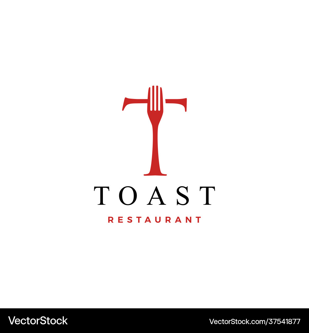 T letter mark fork food restaurant logo icon Vector Image