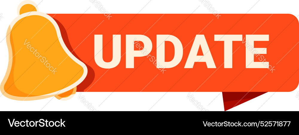 Yellow bell ringing announcing update with red Vector Image