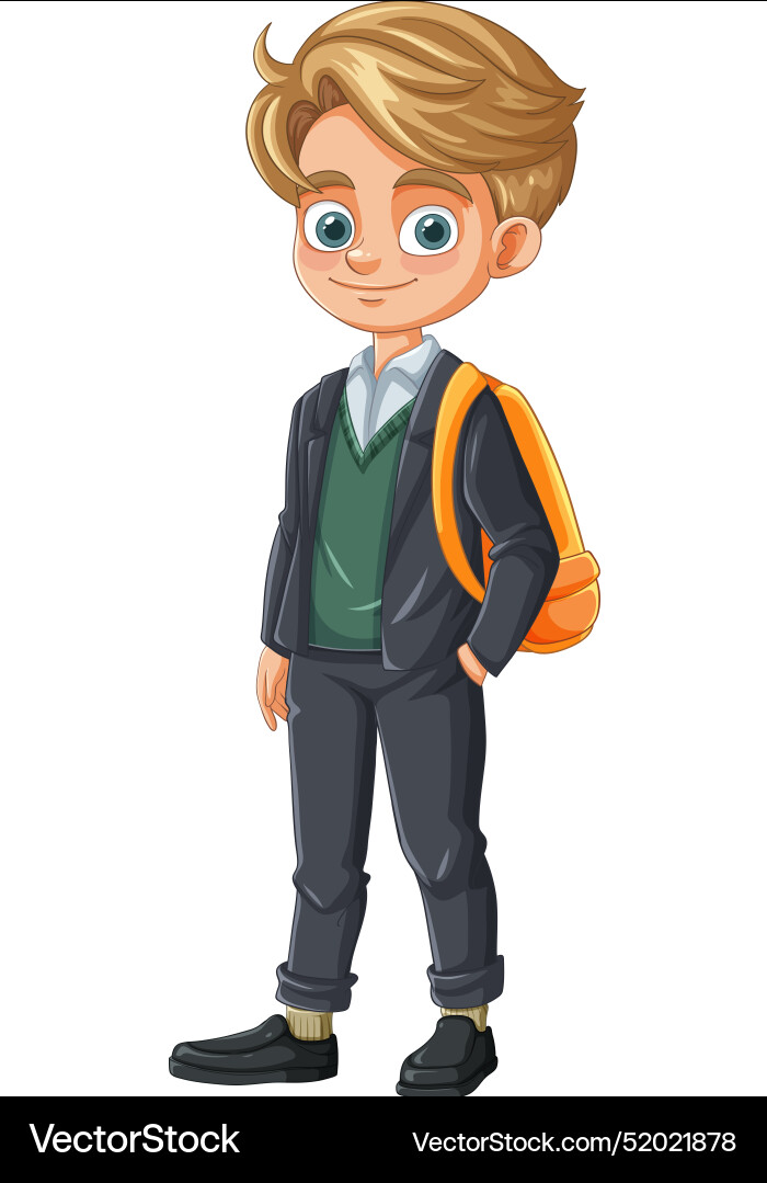 A boy with backpack Royalty Free Vector Image - VectorStock