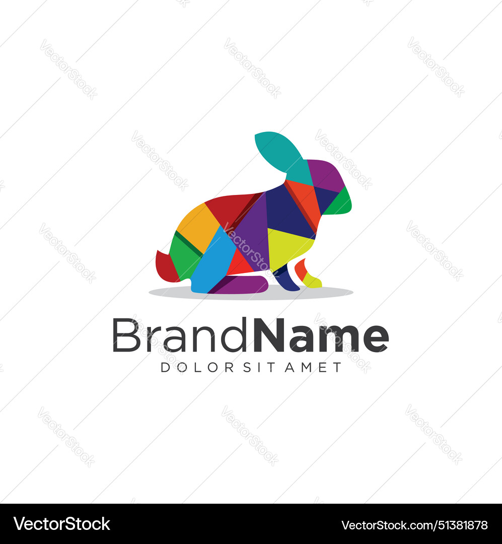 Abstract colorful gradient rabbit logo bunny Vector Image