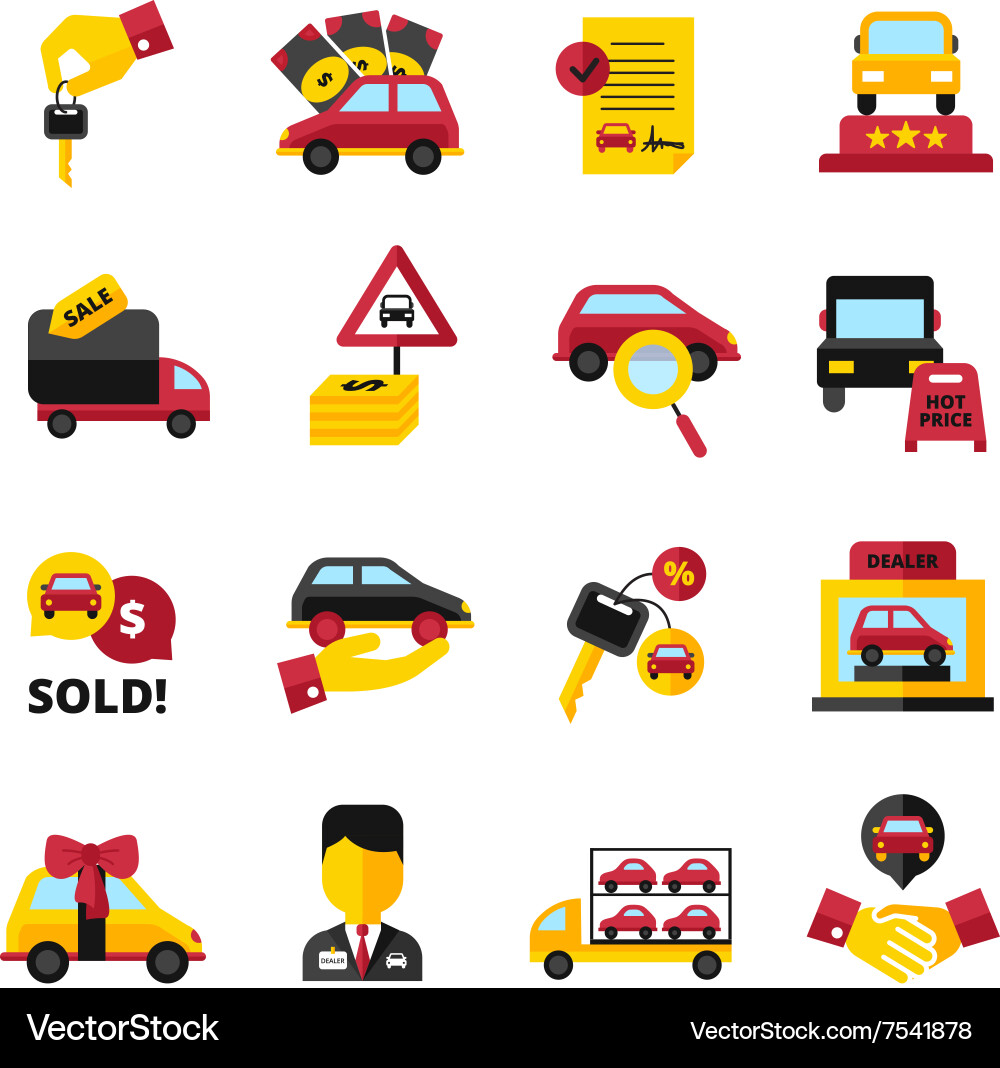 Auto-Händler-Symbole Set Lizenzfreies Vektorbild