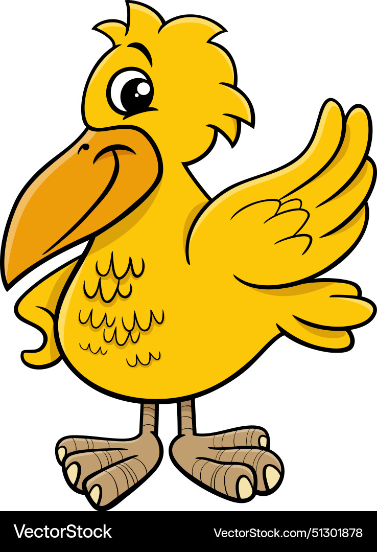 Cartoon fantasy yellow bird comic character Vector Image