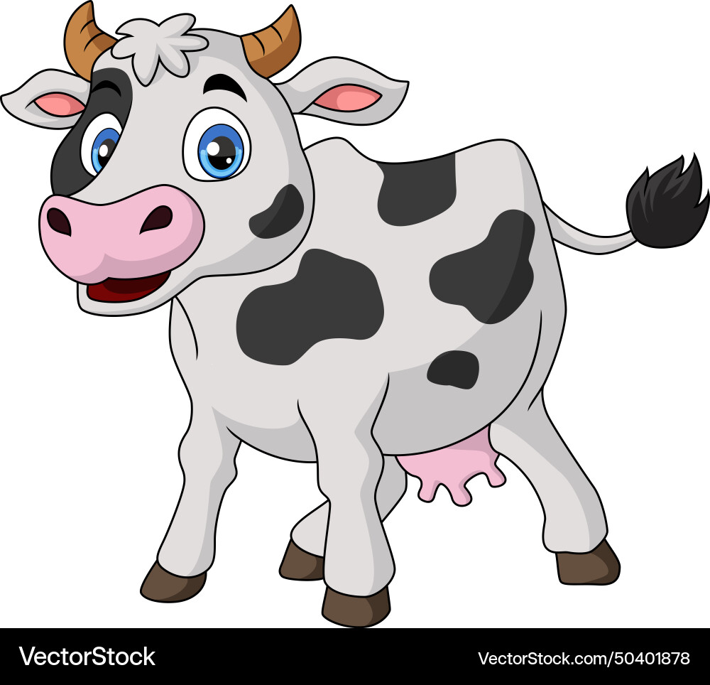 Cute cow cartoon on white background Royalty Free Vector