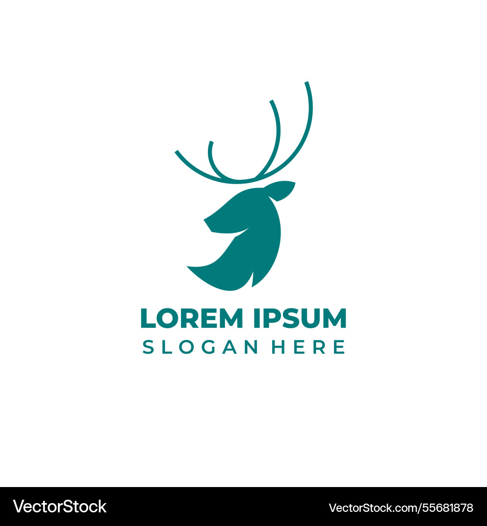 Deer head logo looking back symbol Royalty Free Vector Image